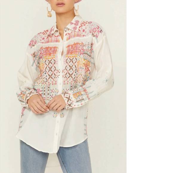 Johnny Was | Tops | Nwt Johnny Was Ryan Button Down Ls Shirt In Natural ...